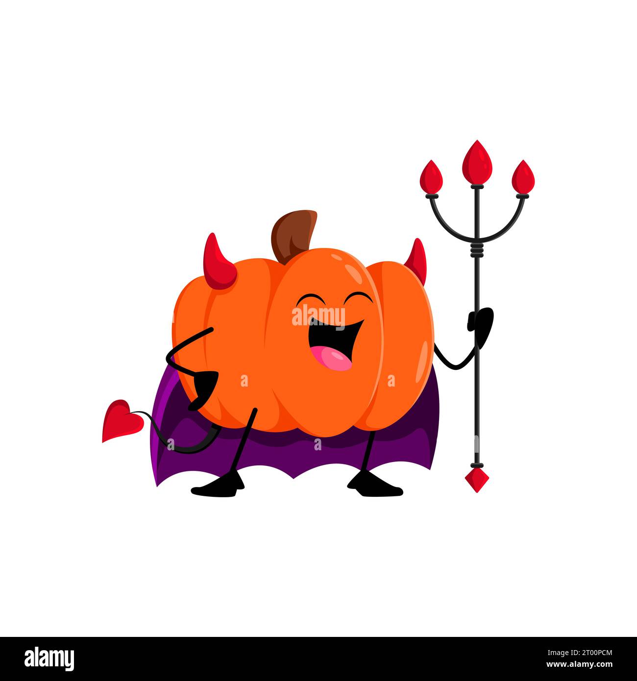 Cartoon Halloween pumpkin devil character. Isolated vector mischievous ...
