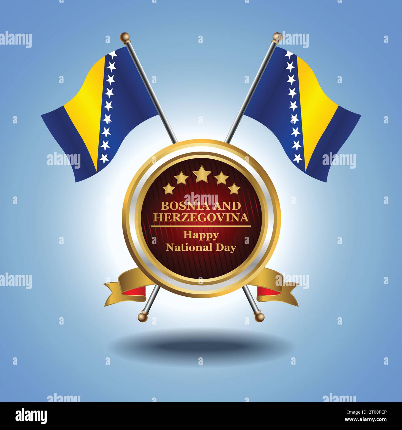 Small National flag of Bosnia and Herzegovina on Circle With garadasi ...