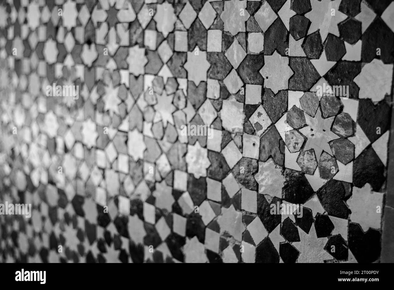 A closeup of tiles in Morocco, North Africa in grayscale Stock Photo ...