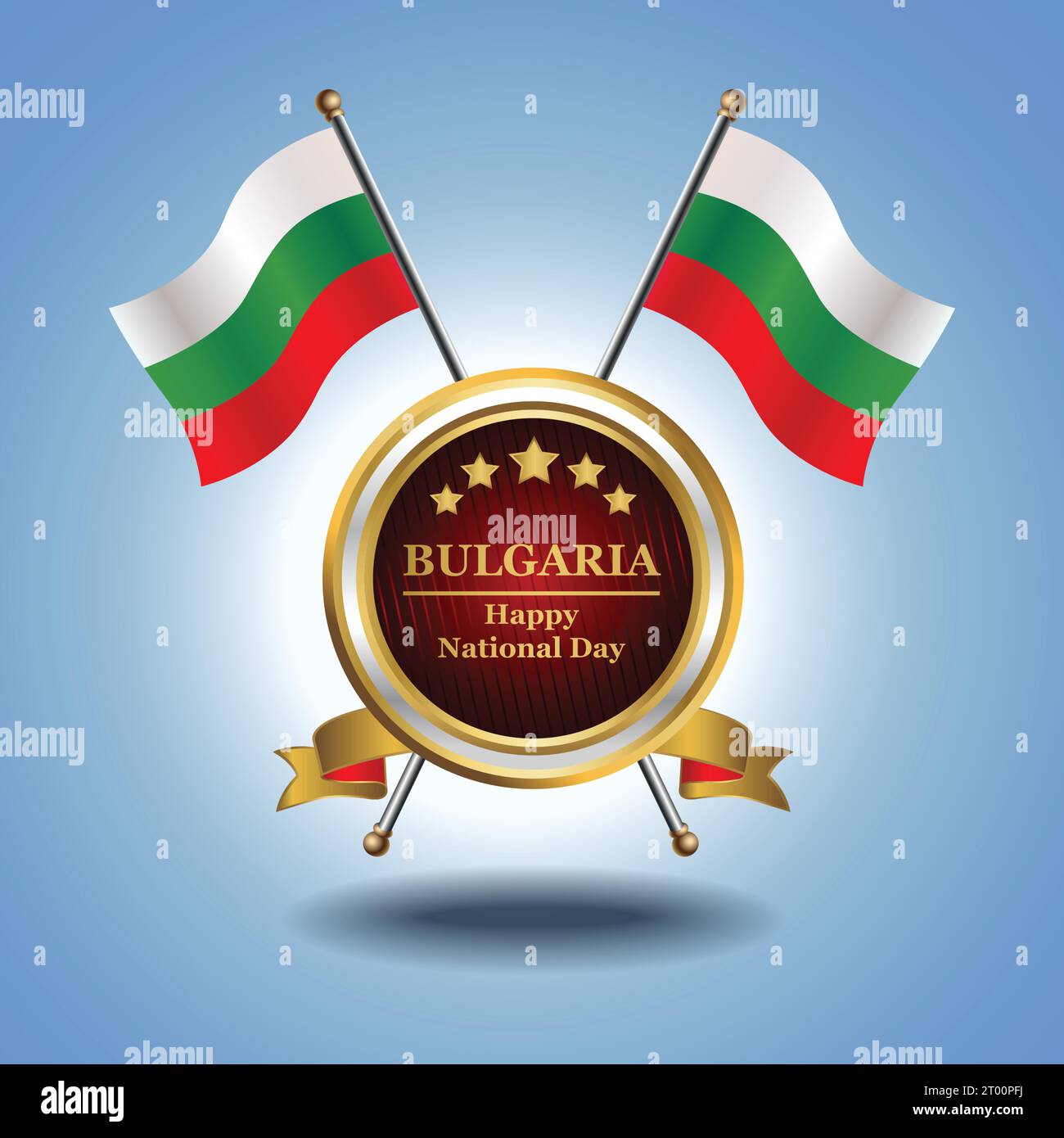 Small National flag of Bulgaria on Circle With garadasi blue background ...
