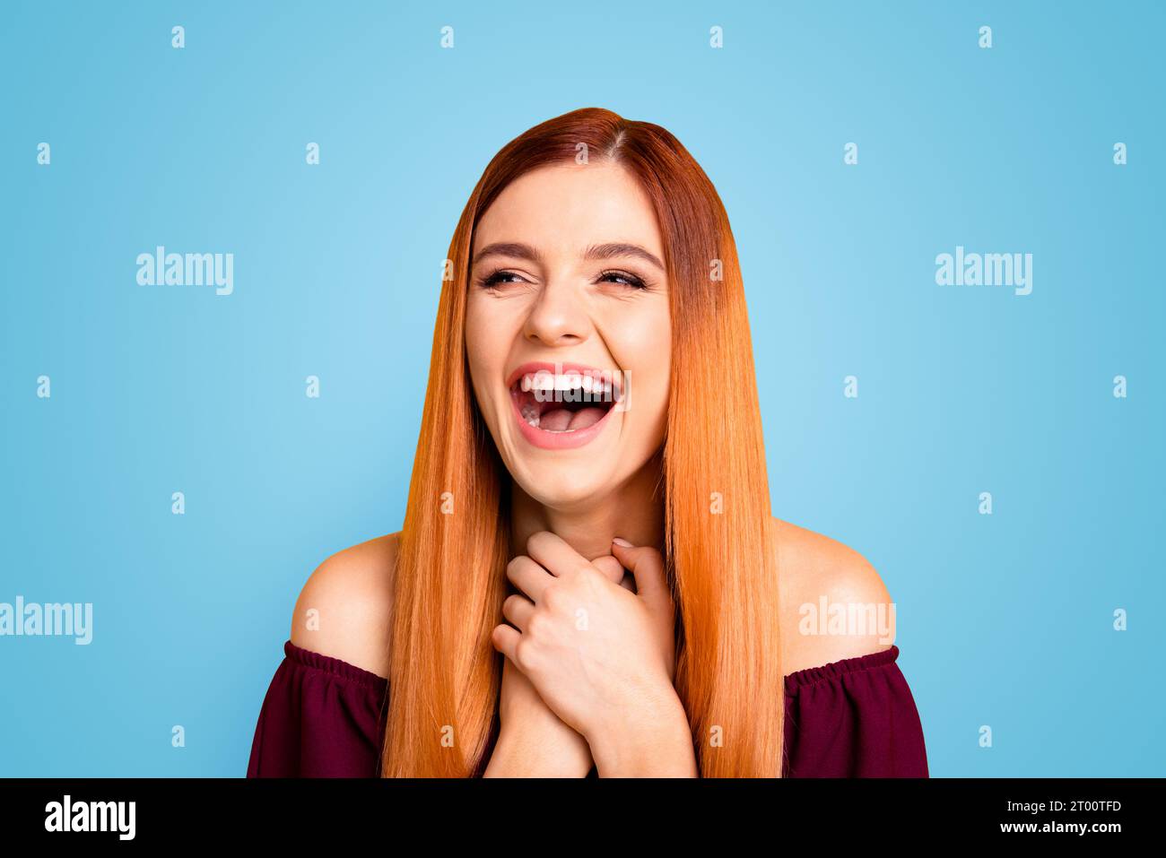 I can't stop laughing You look so funny Close up photo portrait of ...