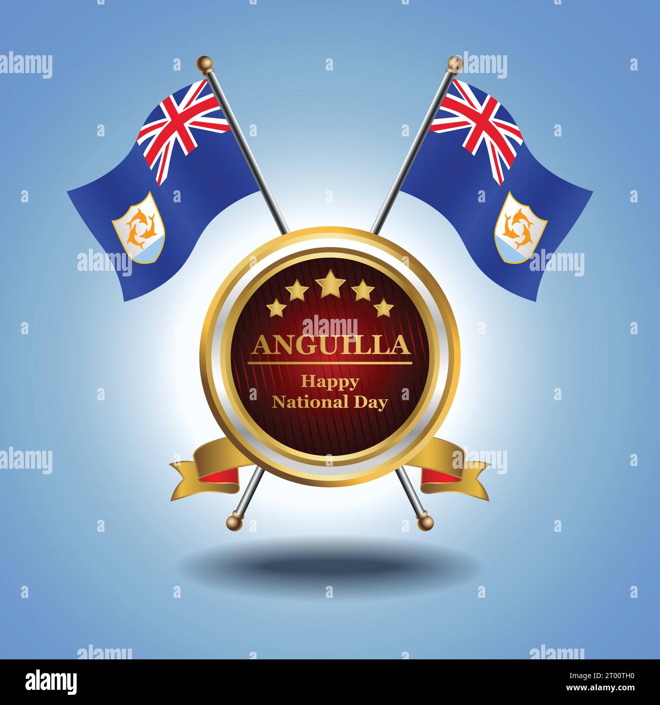 Small National flag of Anguilla on Circle With garadasi blue background ...