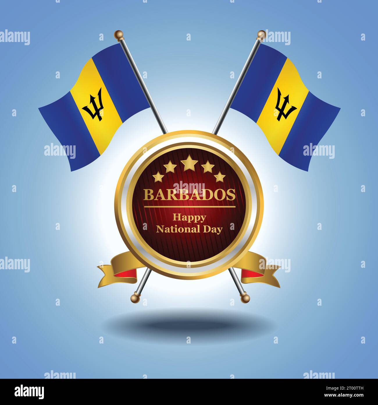 Small National flag of Barbados on Circle With garadasi blue background ...