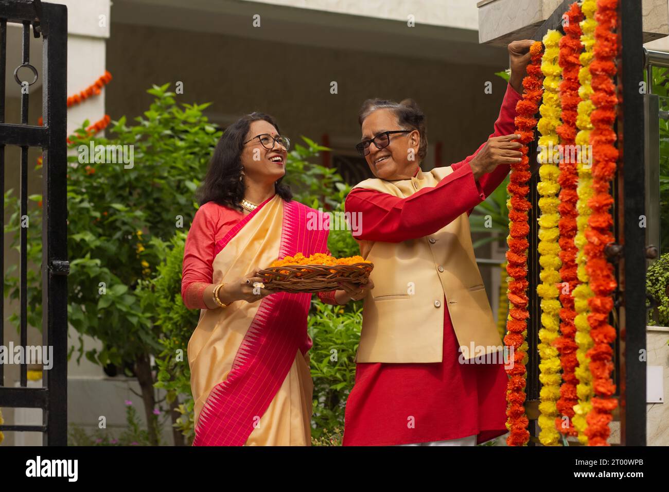 Indian couple diwali festival standing hi-res stock photography and ...