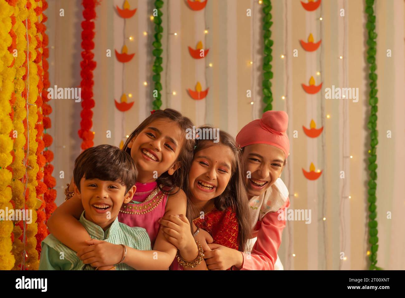 Kids celebrating Diwali together at home on the occasion of Diwali ...