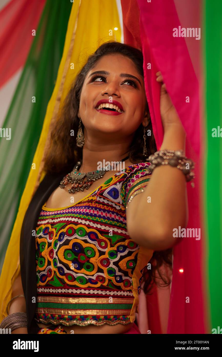 Portrait of a gujarati woman dressed in a traditional Gujrati Attire ...