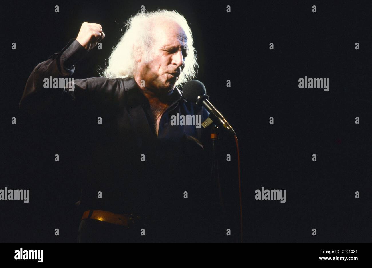 French singer Léo Ferré performing at the Olympia in Paris. October 5 ...