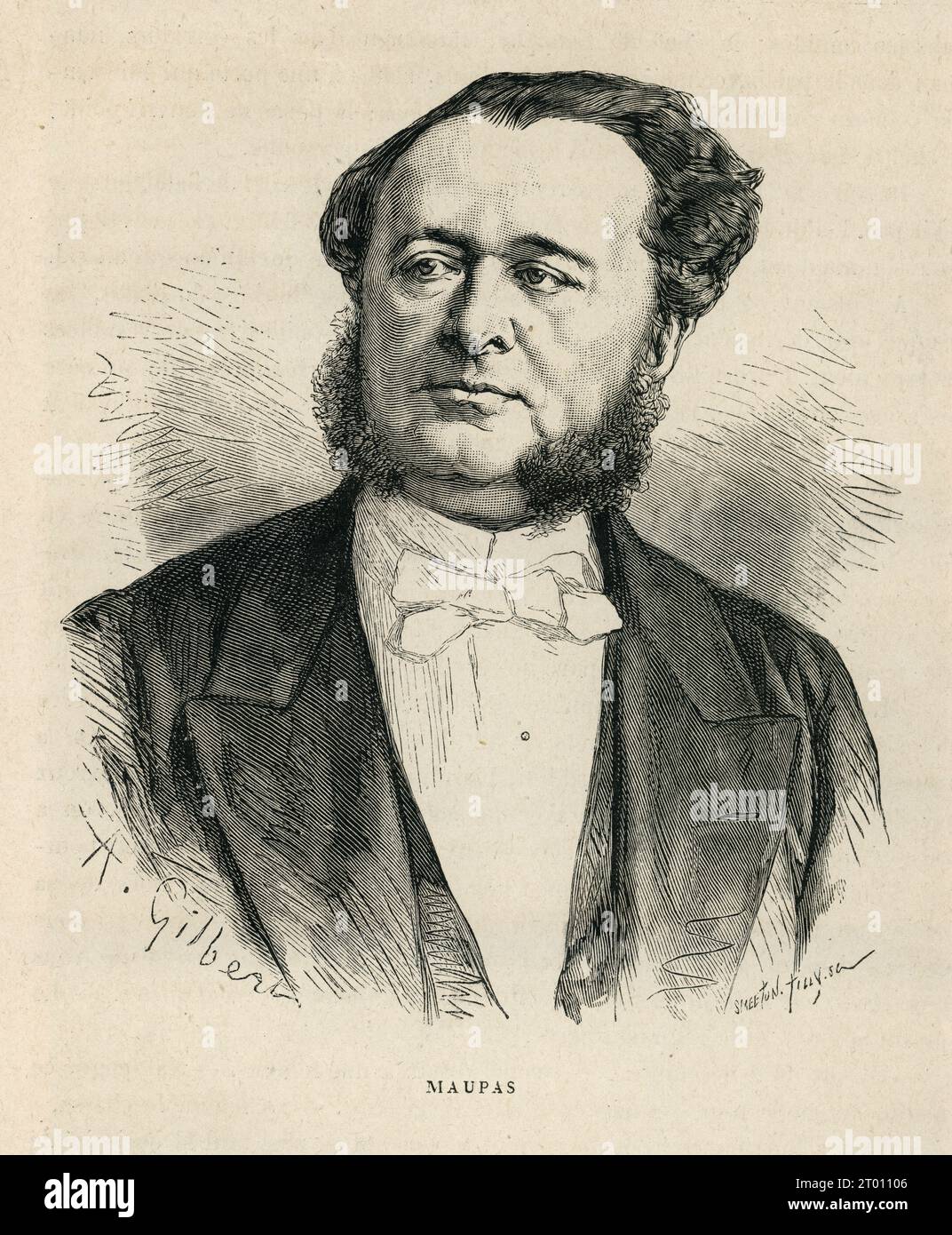 Portrait of Charlemagne de Maupas. Illustrator: A. Gilbert. Engravers ...