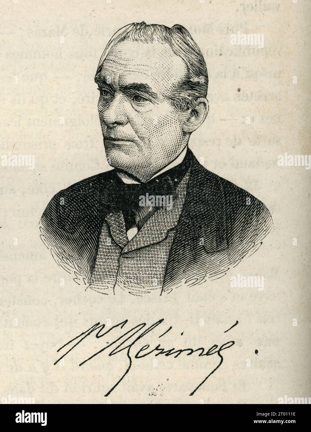 Portrait of Prosper Mérimée. Illustration from 'Histoire d'un crime ...