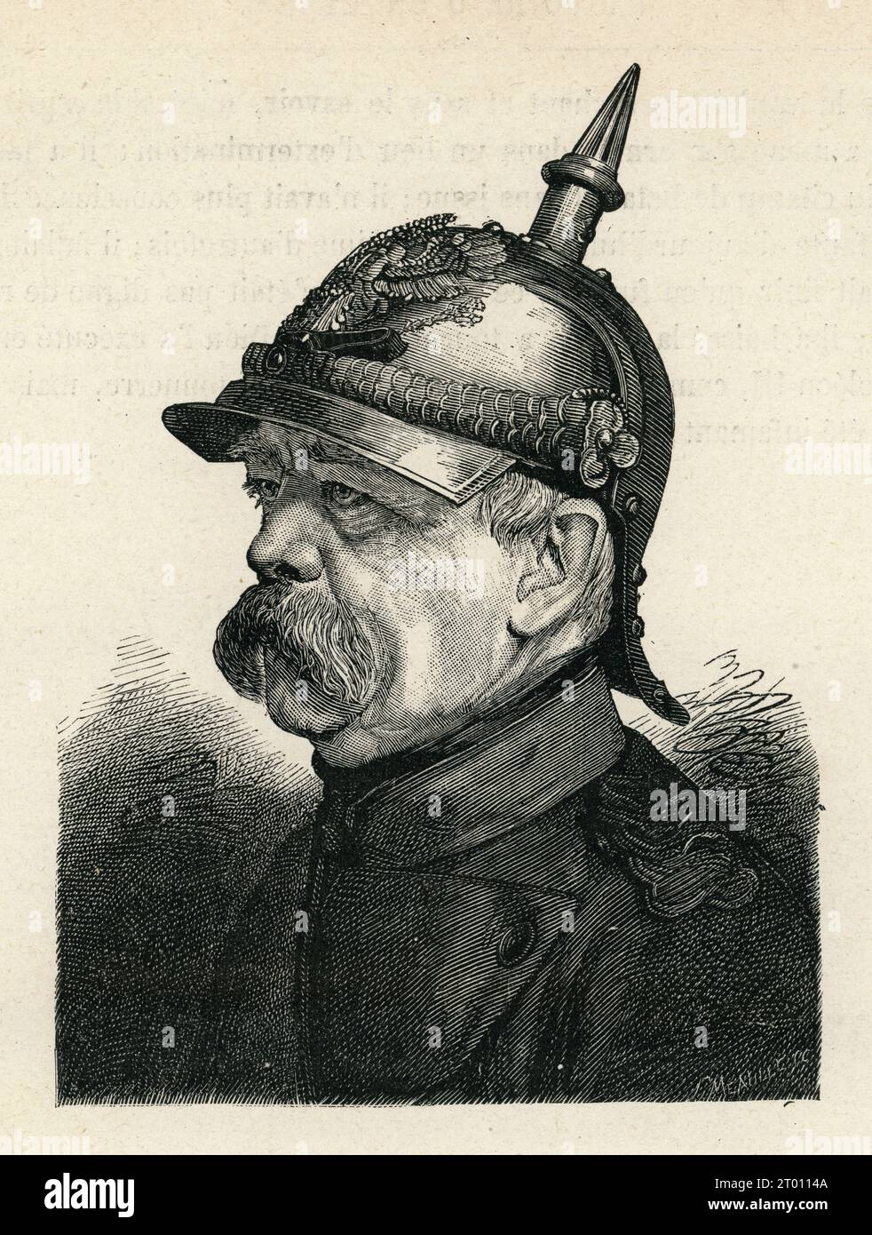 Portrait of Otto von Bismarck. Engraver: Fortuné-Méaulle. Illustration ...