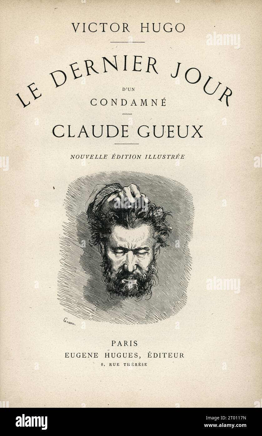 Title page. The severed head. Illustrator: Gavarni. Illustration from 'Le Dernier Jour d'un ...
