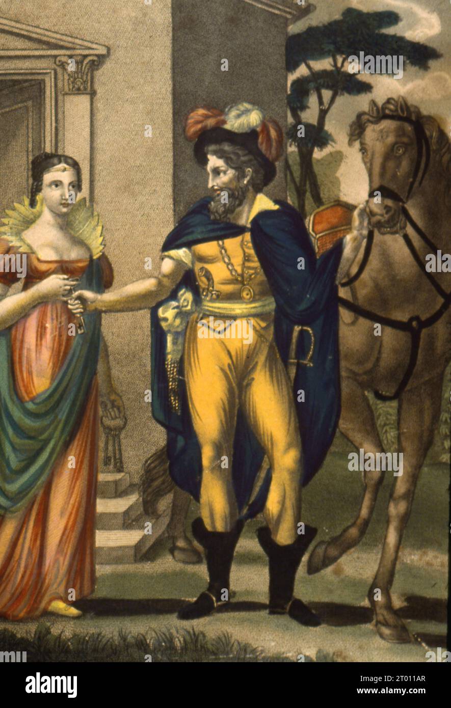 Popular imagery from the Perrault fairy tales. Bluebeard gives his wife ...