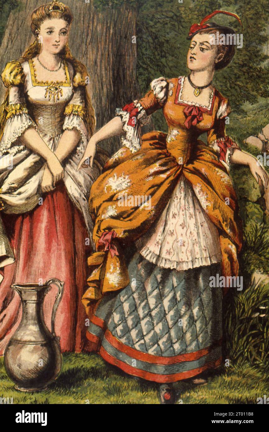 Illustration of the fairy tale 'Diamonds and Toads' by Charles Perrault ...