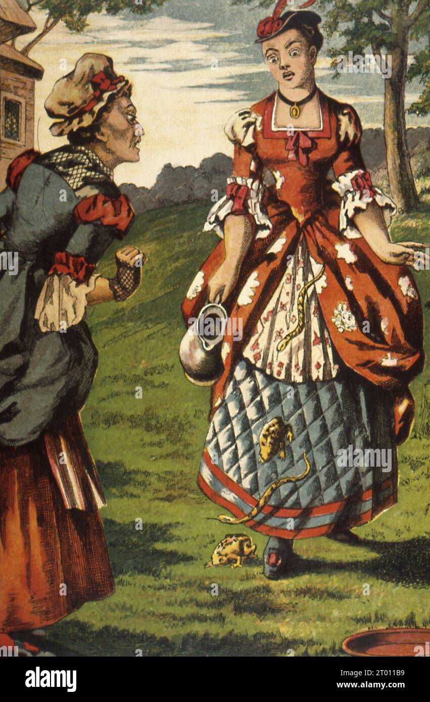 Illustration of the fairy tale 'Diamonds and Toads' by Charles Perrault ...