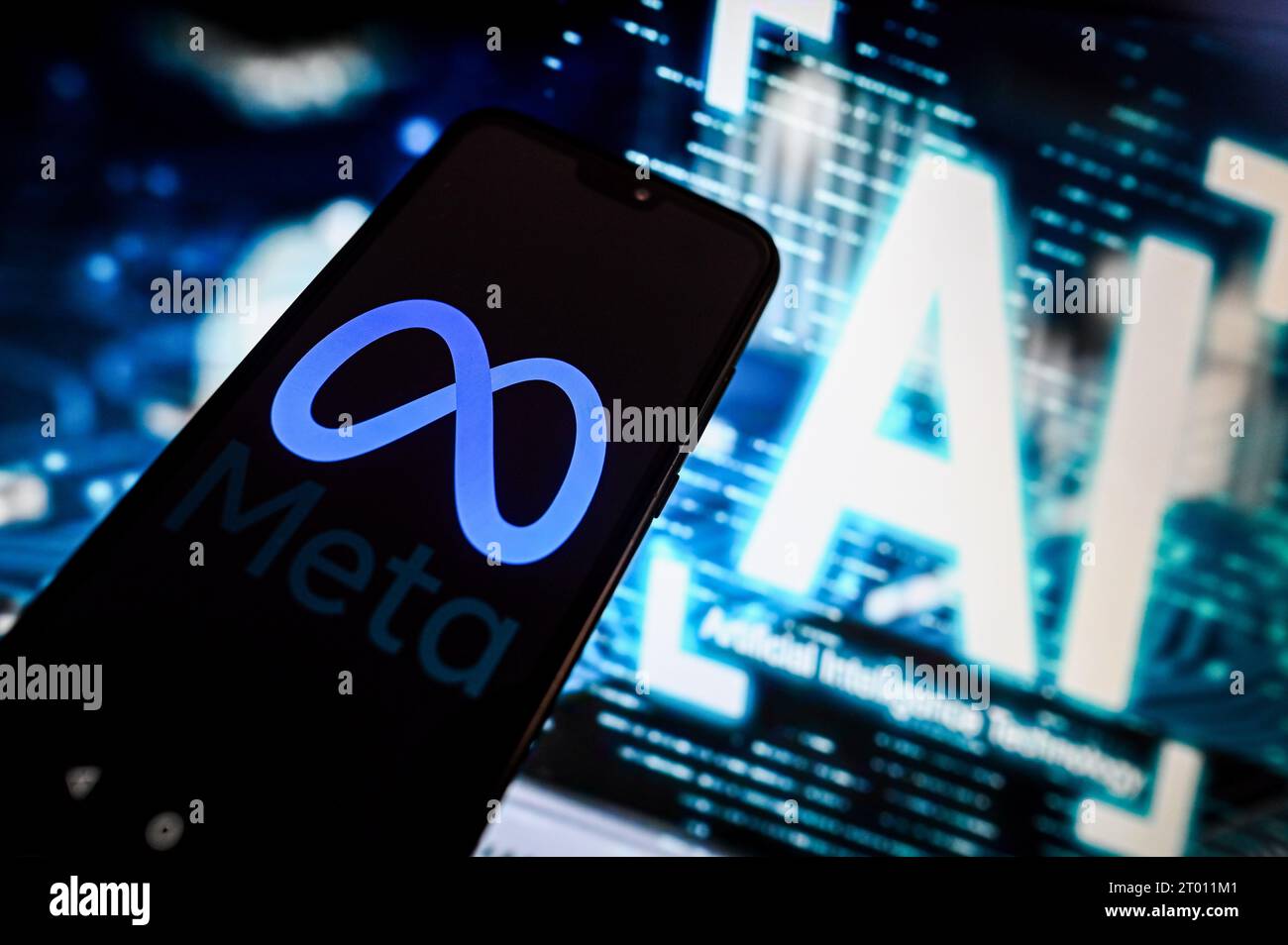 In this photo illustration, a Meta logo is displayed on a smartphone ...