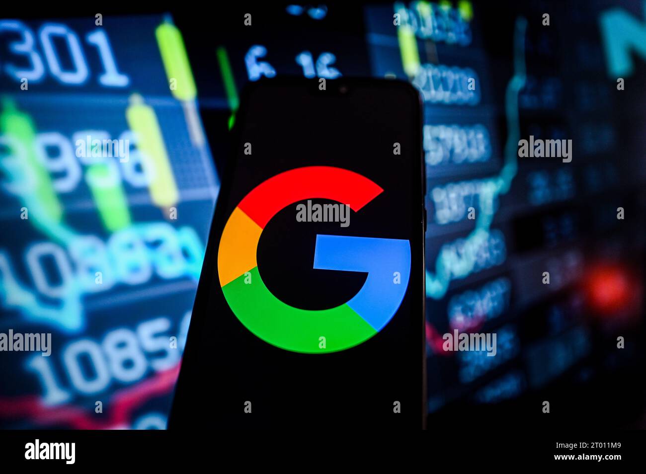 In this photo illustration, a Google logo is displayed on a smartphone ...