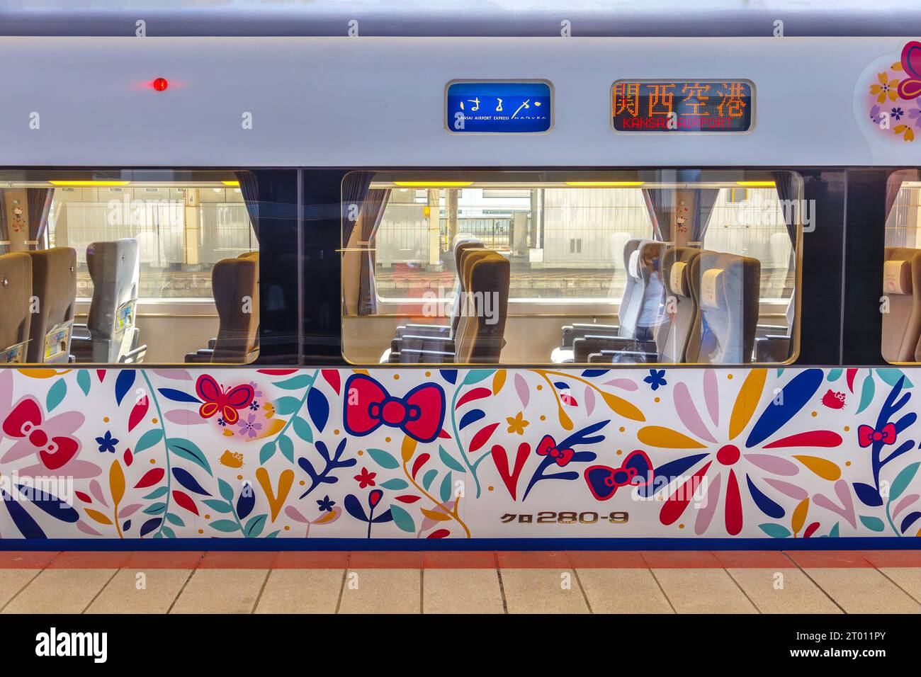 Osaka, Japan - March 28 2023: Hello Kitty Haruka Express operated by JR ...