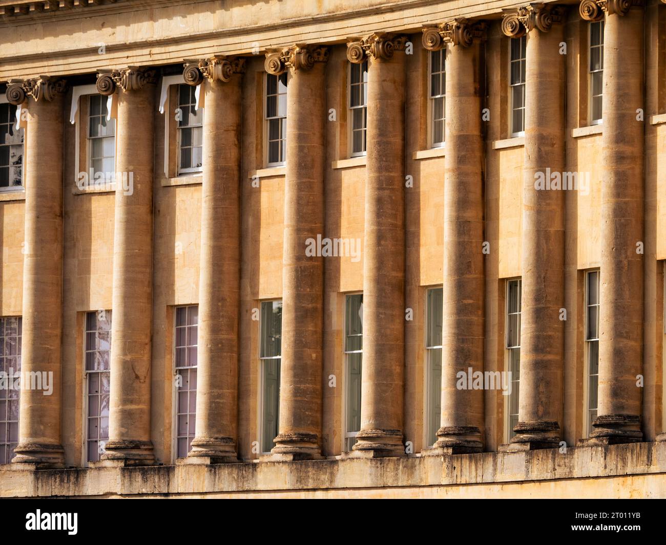Pillars of the Royal Crescent, Bath, Somerset, England, UK, GB Stock ...