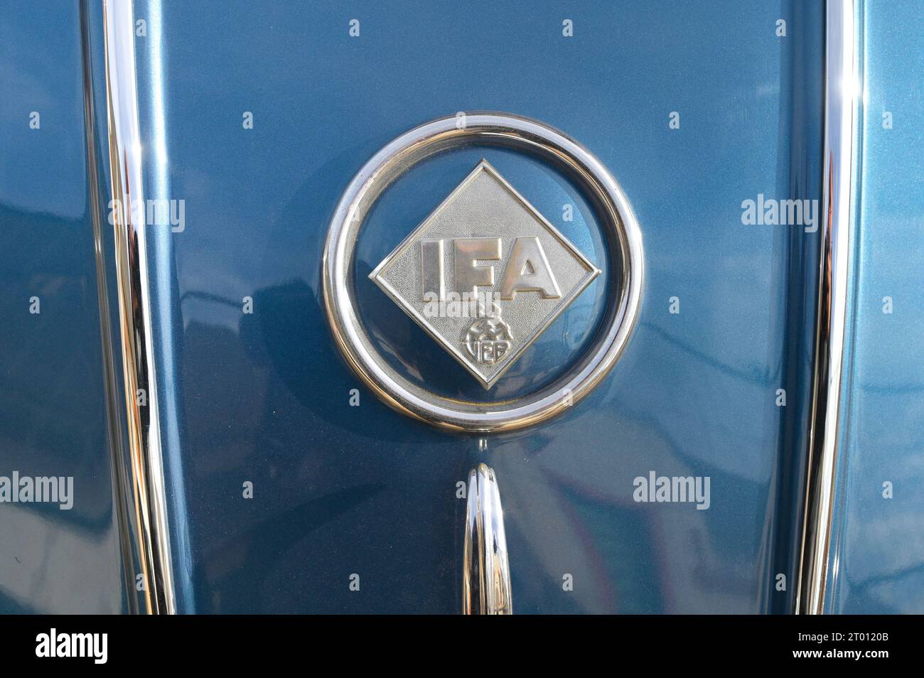 Augustusburg, Germany. 03rd Oct, 2023. An IFA logo on a radiator hood ...
