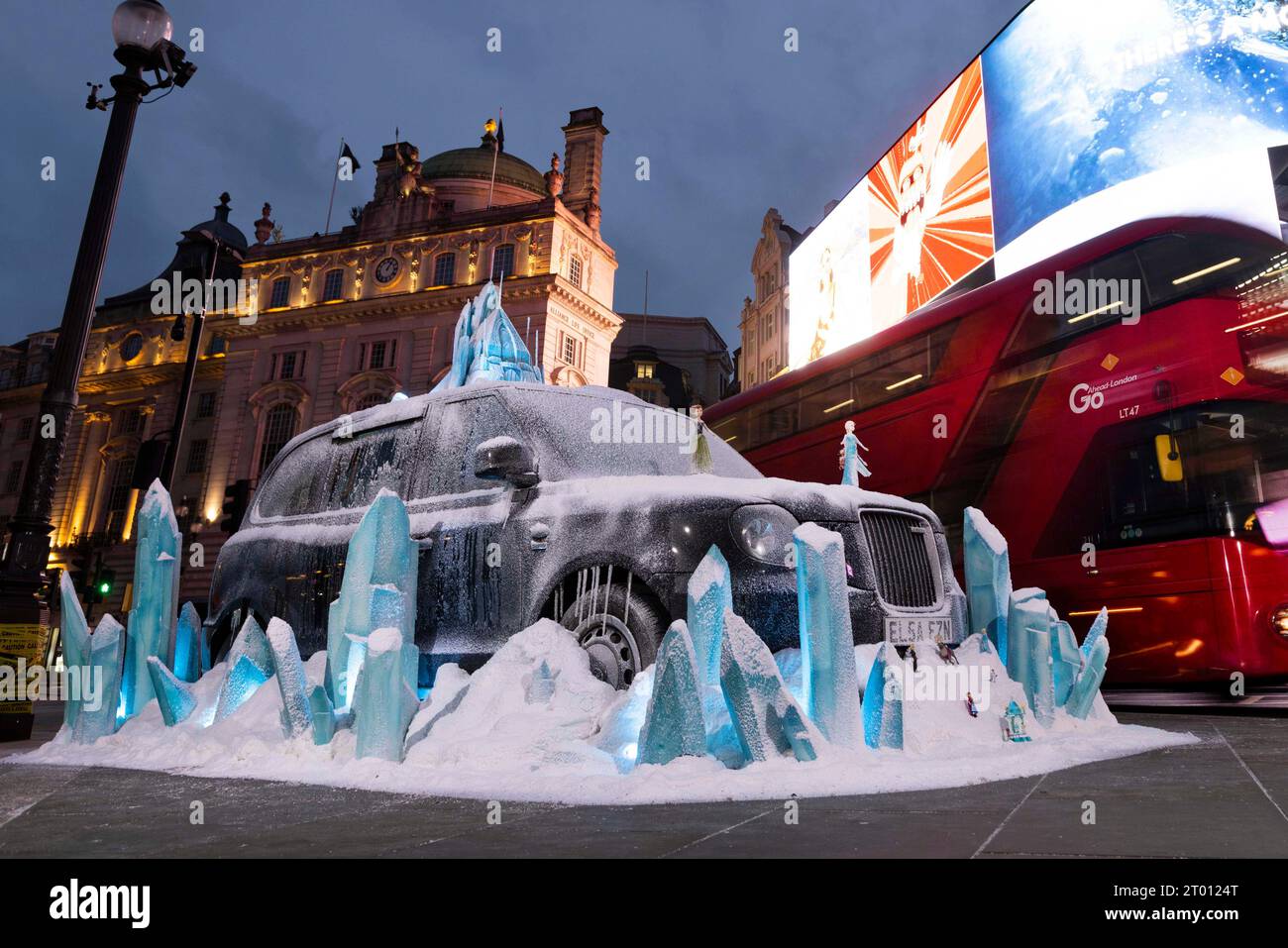 EDITORIAL USE ONLY A London black taxi is 'iced over' in celebration of ...