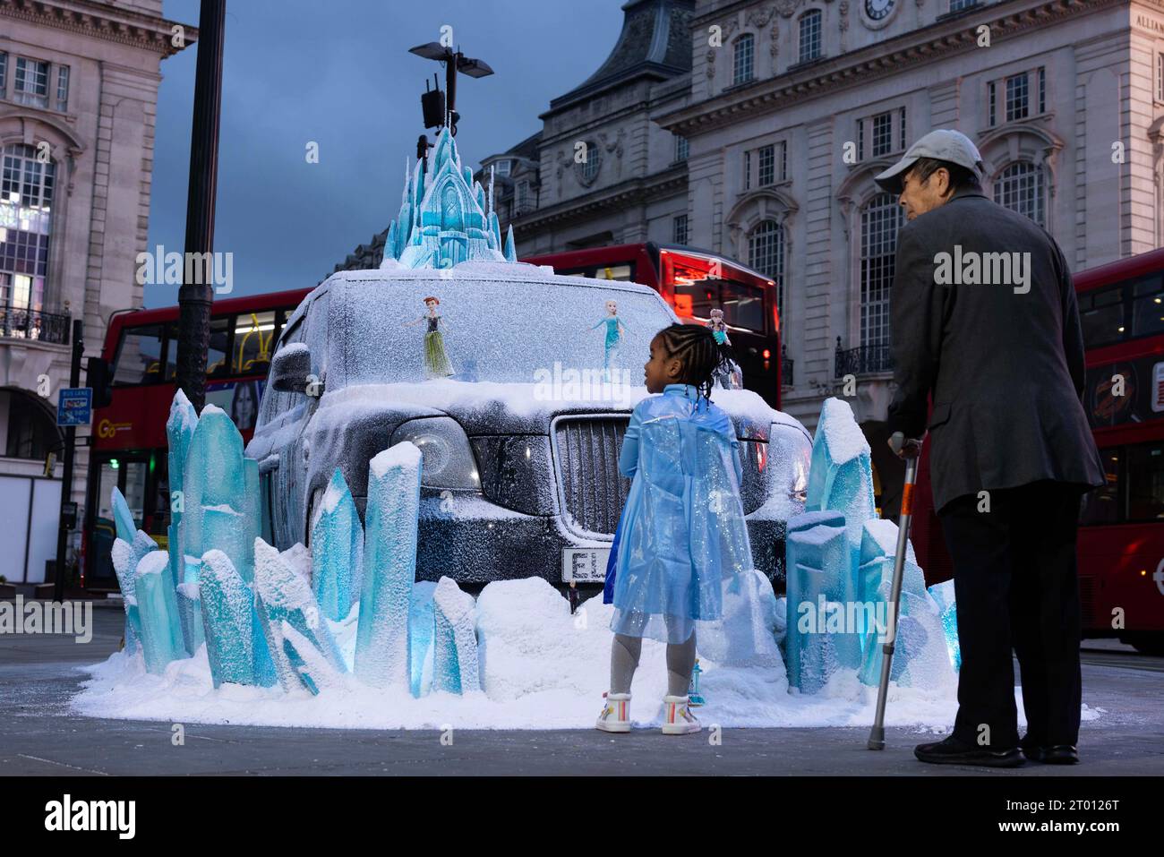 EDITORIAL USE ONLY Zainah Small aged 4 with a London black taxi 'iced ...