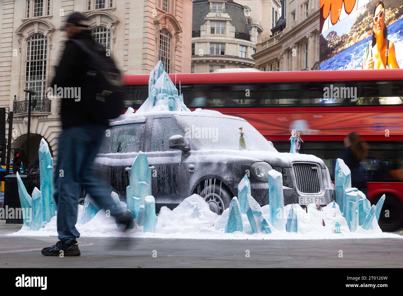 EDITORIAL USE ONLY A London black taxi is 'iced over' in celebration of ...