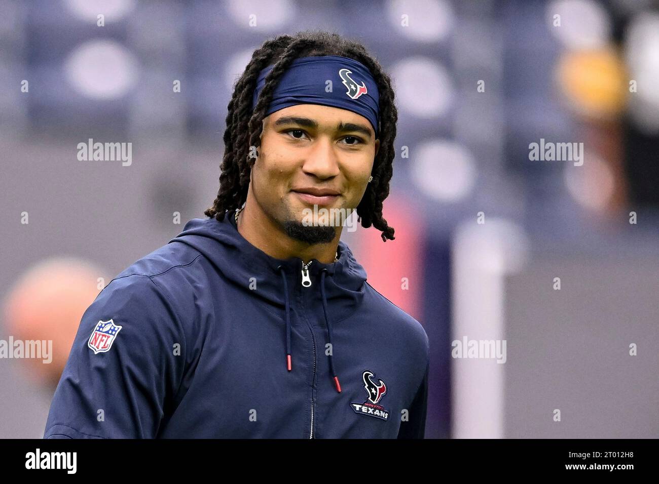 Houston Texans quarterback C.J. Stroud (7) warming up prior to an NFL ...