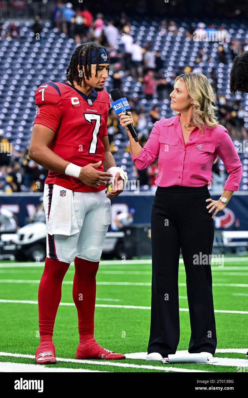 CBS Sports reporter Amanda Balionis interviews Houston Texans ...
