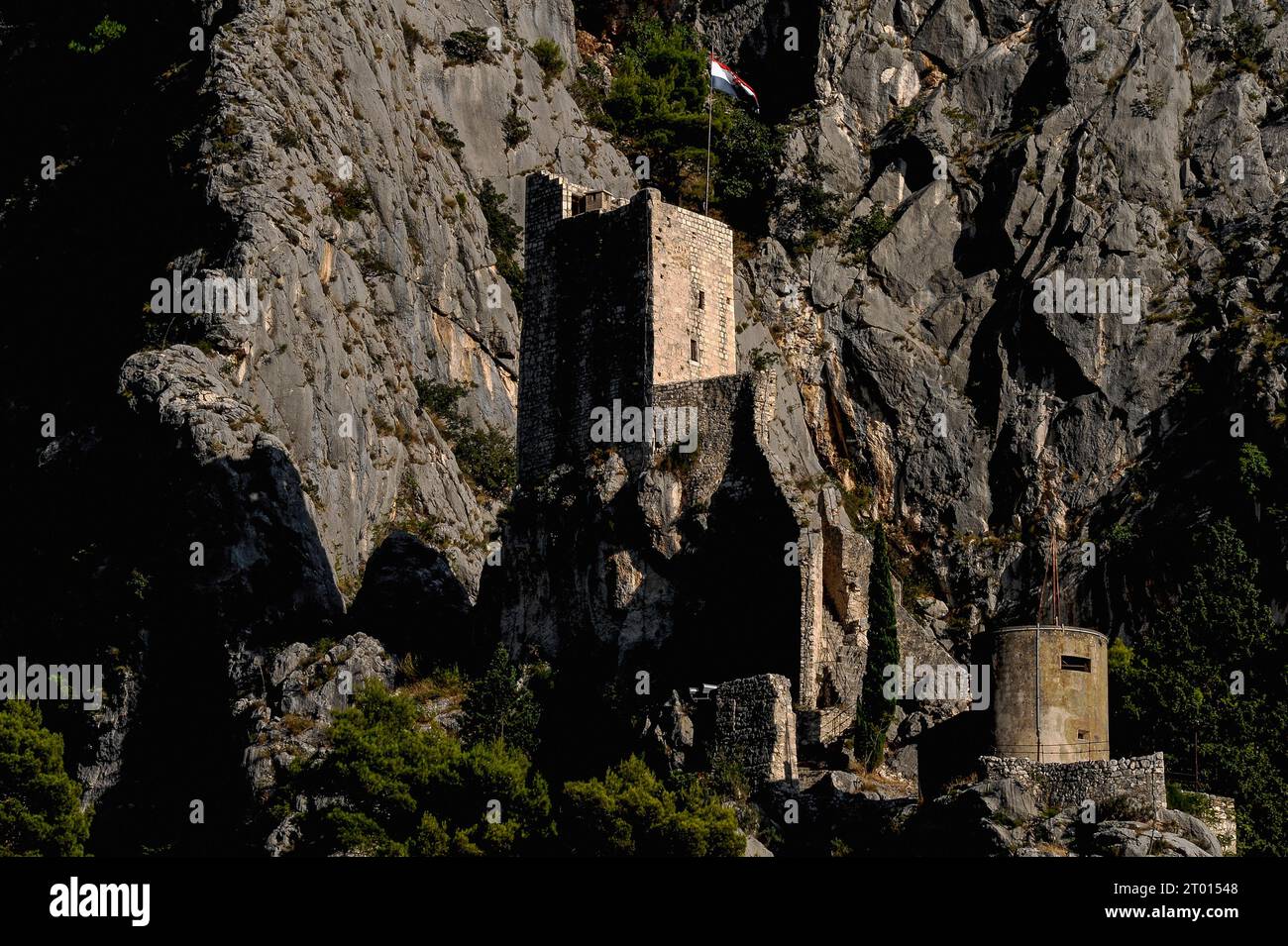 Medieval Mirabella Fortress or Fortica, also known as Peovica, flying ...