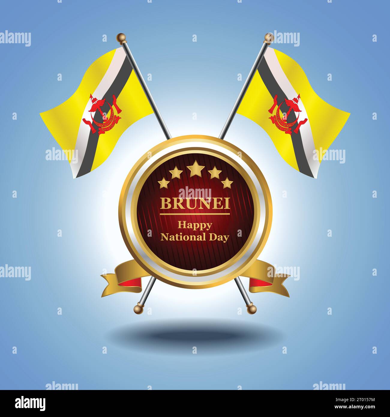 Small National flag of Brunei on Circle With garadasi blue background ...