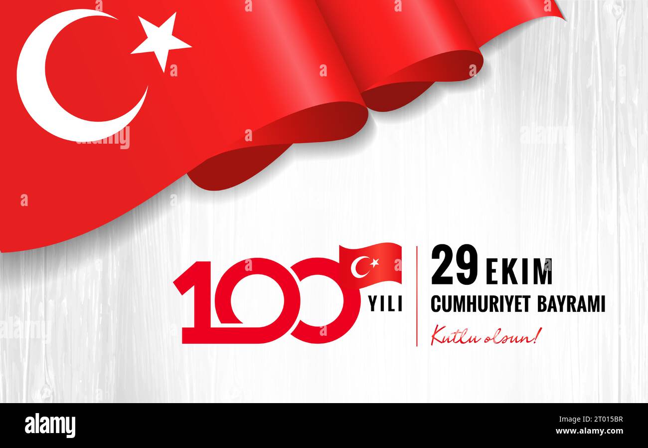 100 yili, 29 Ekim Cumhuriyet Bayrami, Kutlu olsun with 3d wave flag ...