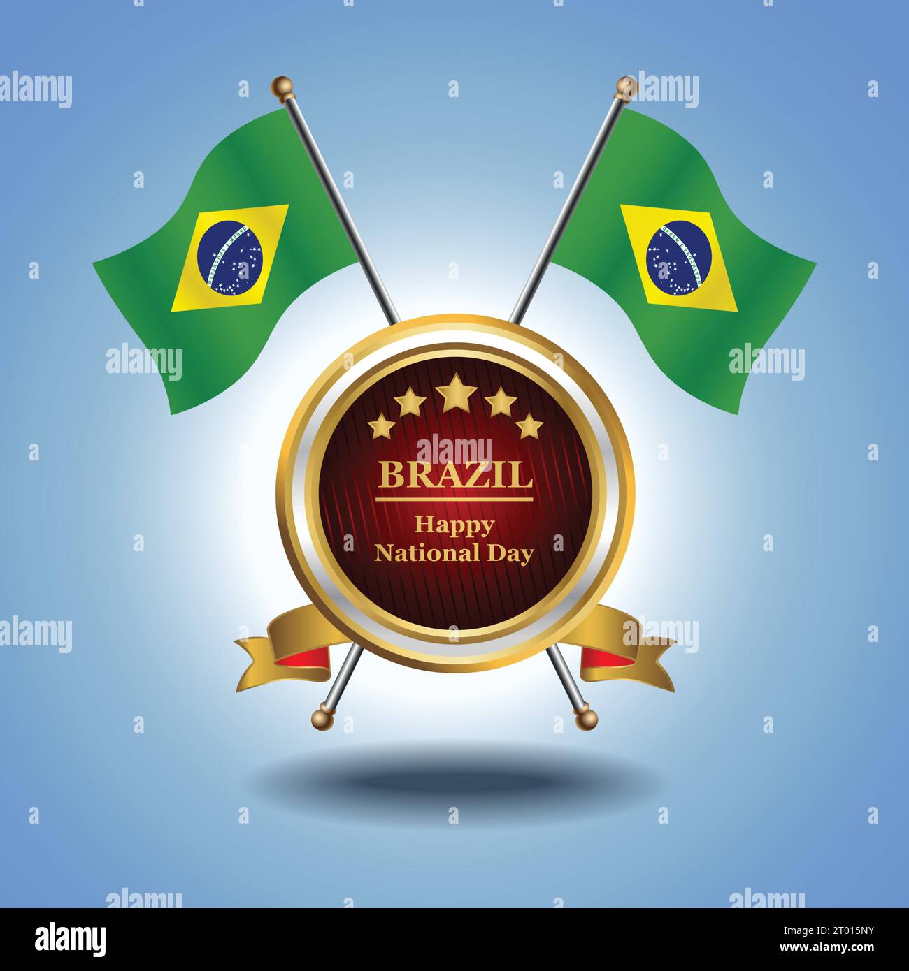 Small National flag of Brazil on Circle With garadasi blue background ...
