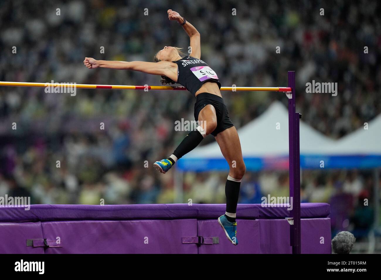 Singapore's Michelle Suat Li competes during the women's high jump ...