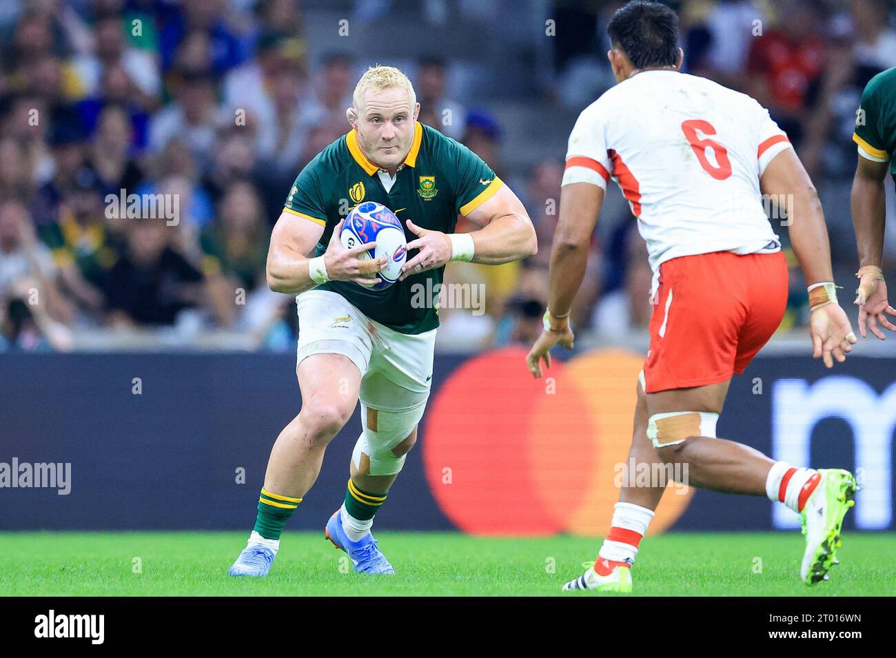 Vincent Koch #3 of South Africa and Tanginoa Halaifonua #6 of Tonga ...
