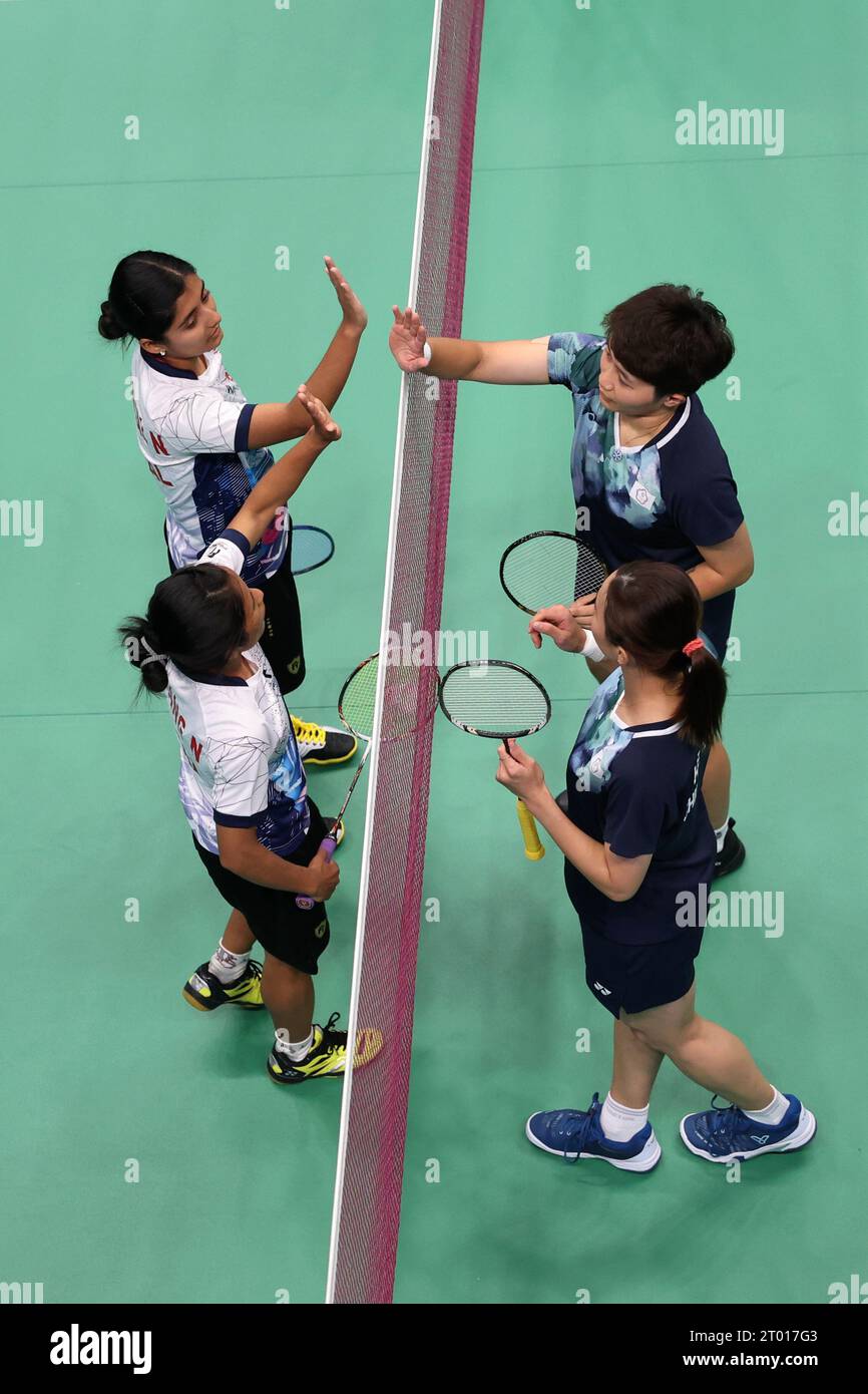 Hangzhou, China's Zhejiang Province. 3rd Oct, 2023. Athletes react ...