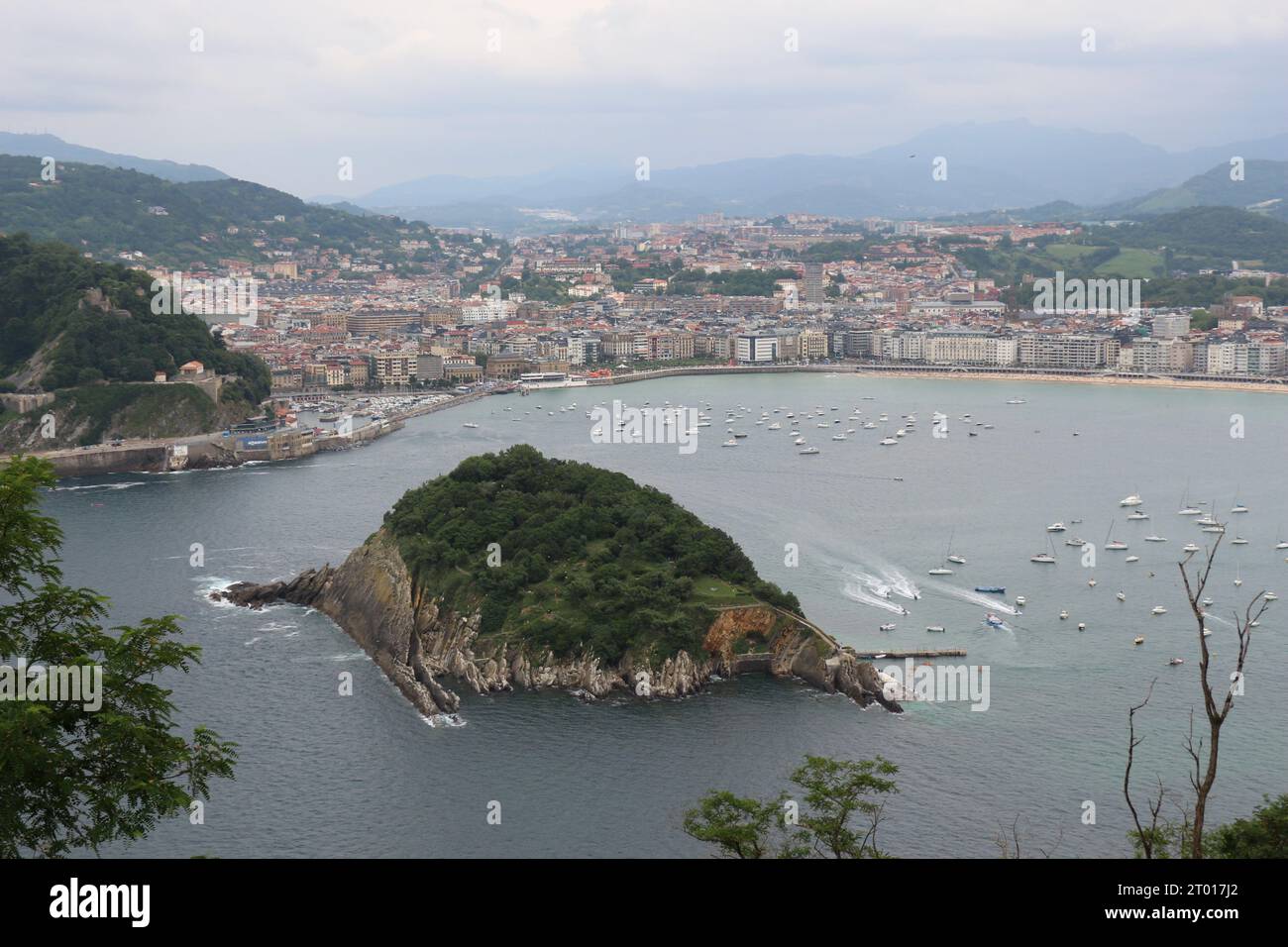 Breathtaking aerial perspective of San Sebastian Beach in Spain's ...