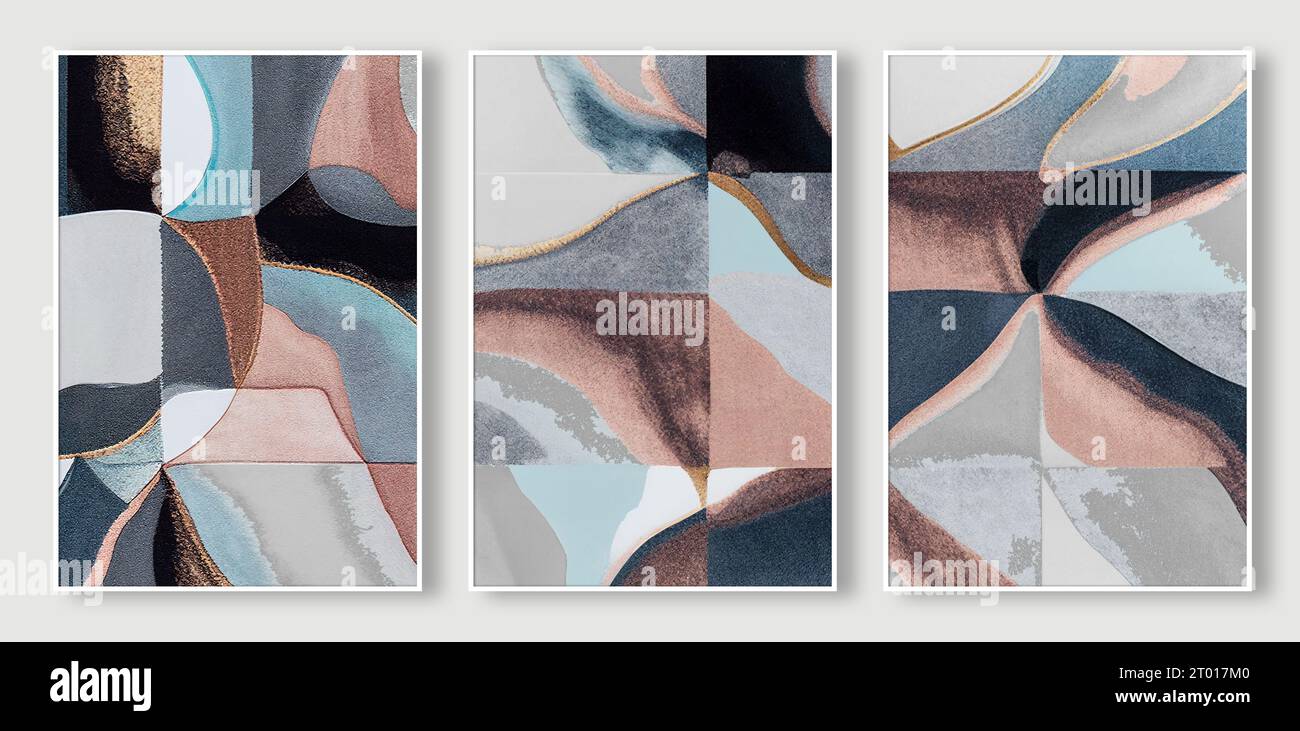 This is an abstract art print with golden texture and paint strokes ...