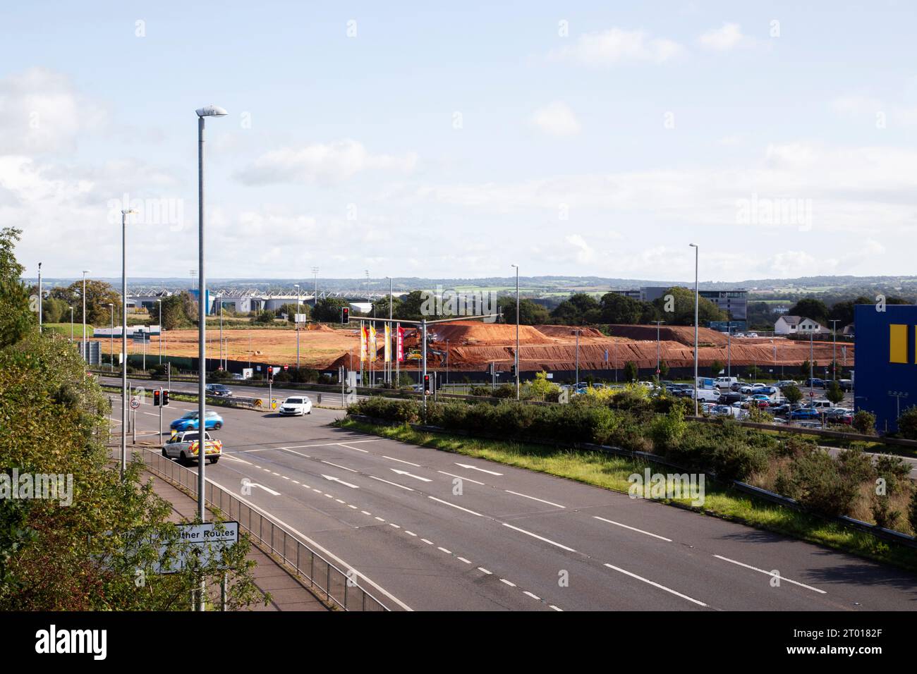Exeter A379 road at day time - birds eye view of traffic Stock Photo ...