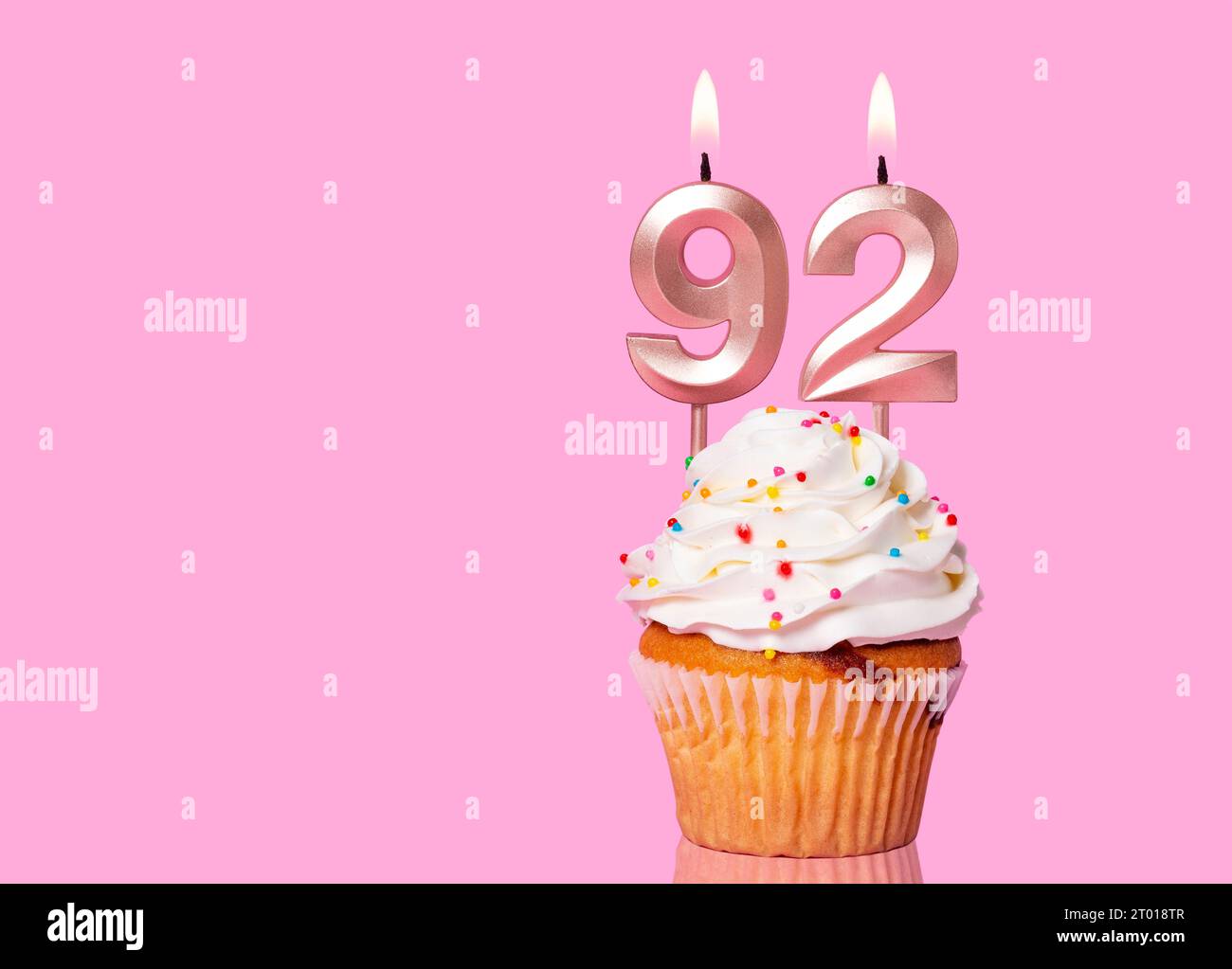 Birthday Cake With Candle Number 92 - On Pink Background Stock Photo ...