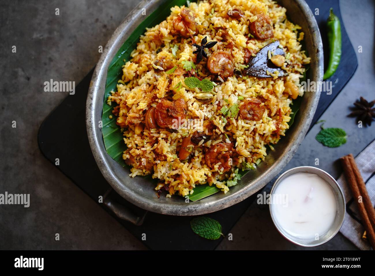 Shrimp Biryani | Malabar Chemmeen biryani served with yogurt raita ...