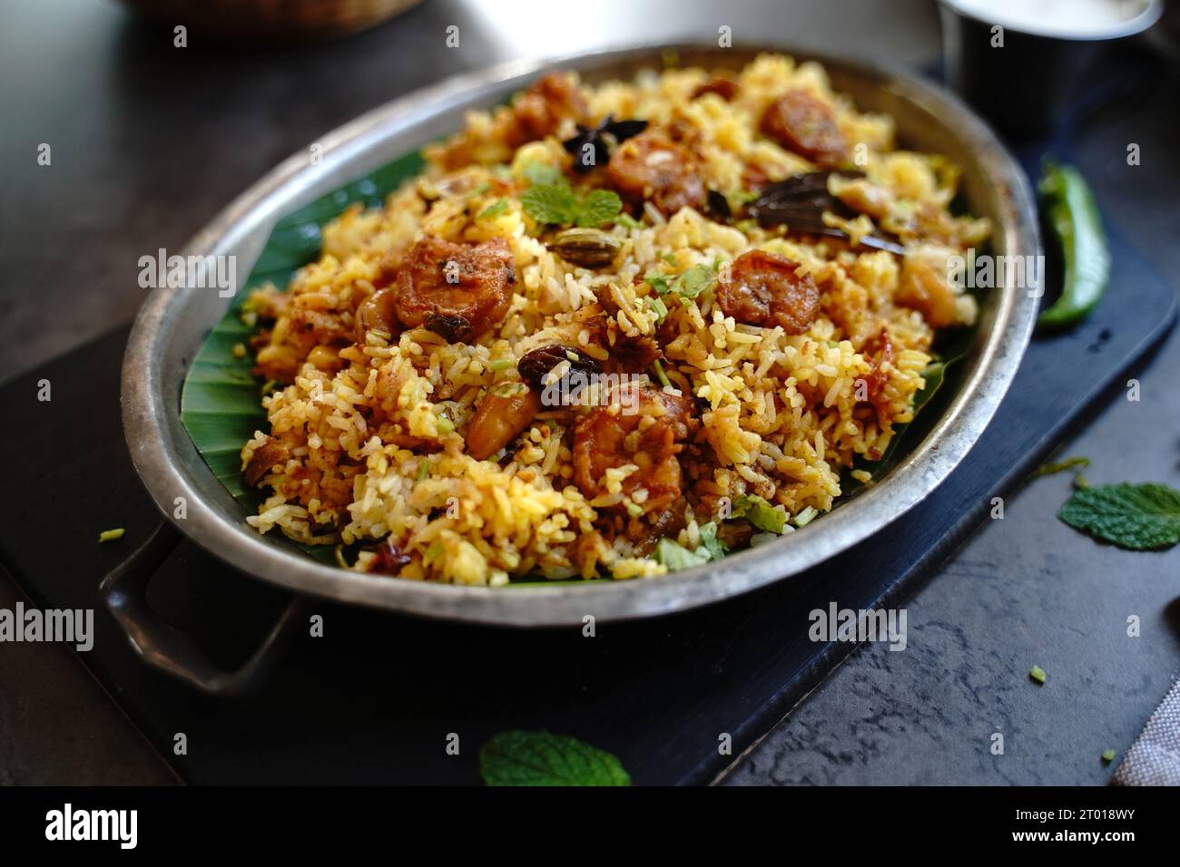 Shrimp Biryani | Malabar Chemmeen biryani served with yogurt raita ...