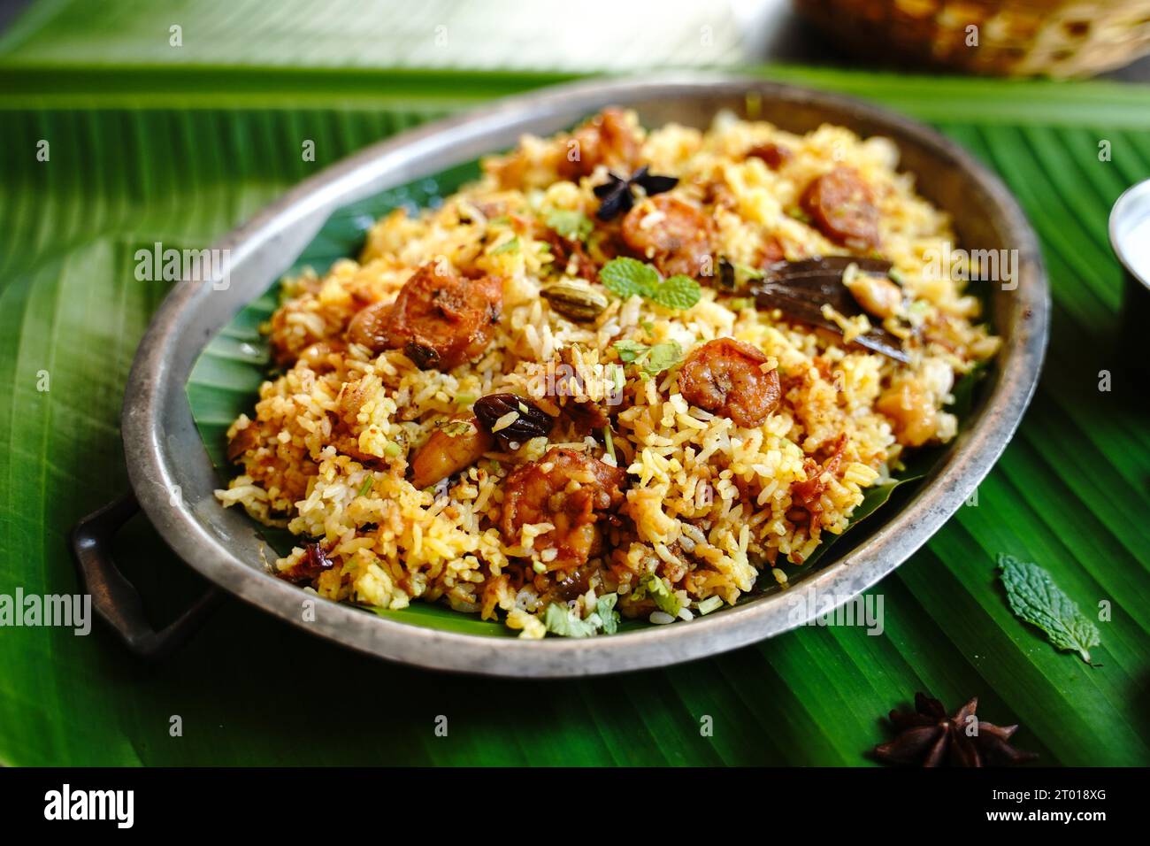Shrimp Biryani | Malabar Chemmeen biryani served with yogurt raita ...
