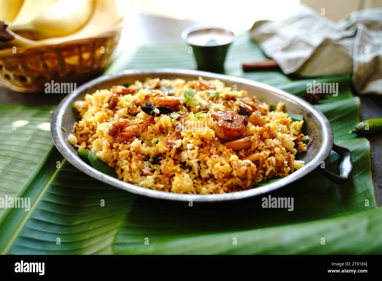 Shrimp Biryani | Malabar Chemmeen biryani served with yogurt raita ...
