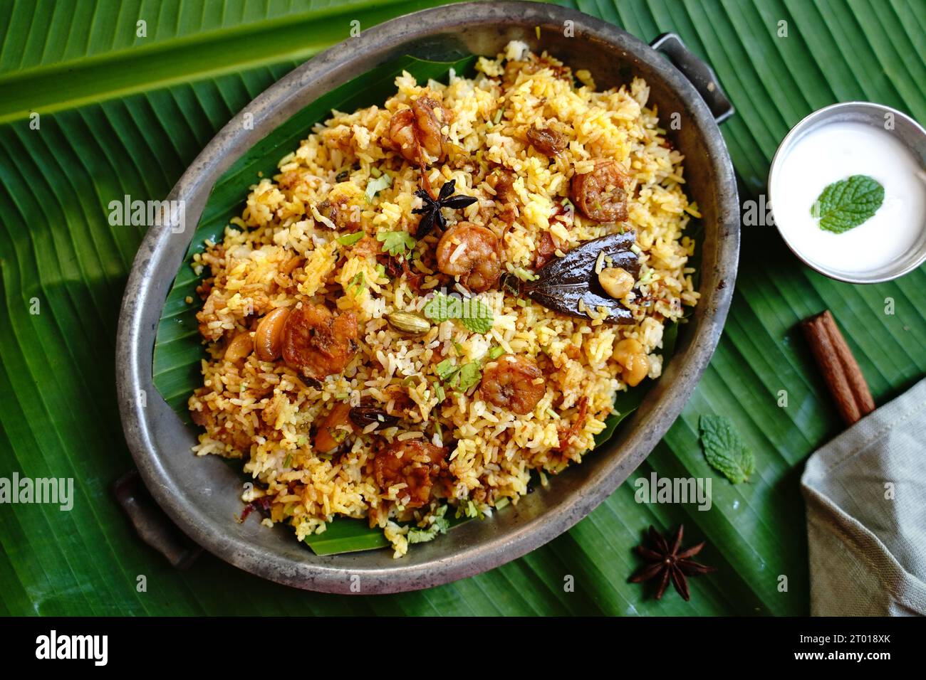 Shrimp Biryani | Malabar Chemmeen biryani served with yogurt raita ...