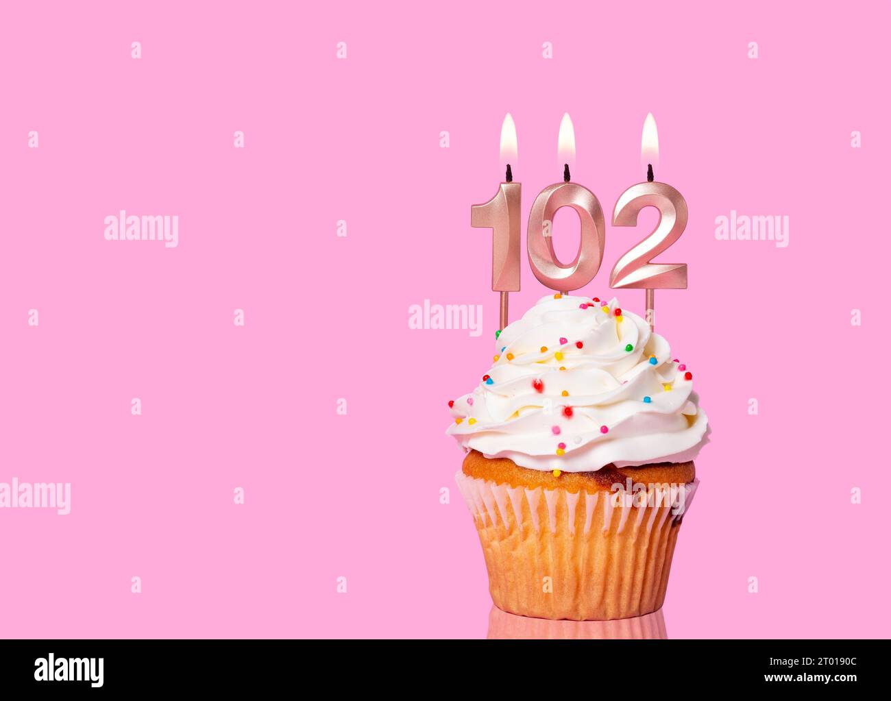 Birthday Cake With Candle Number 102 - On Pink Background Stock Photo ...