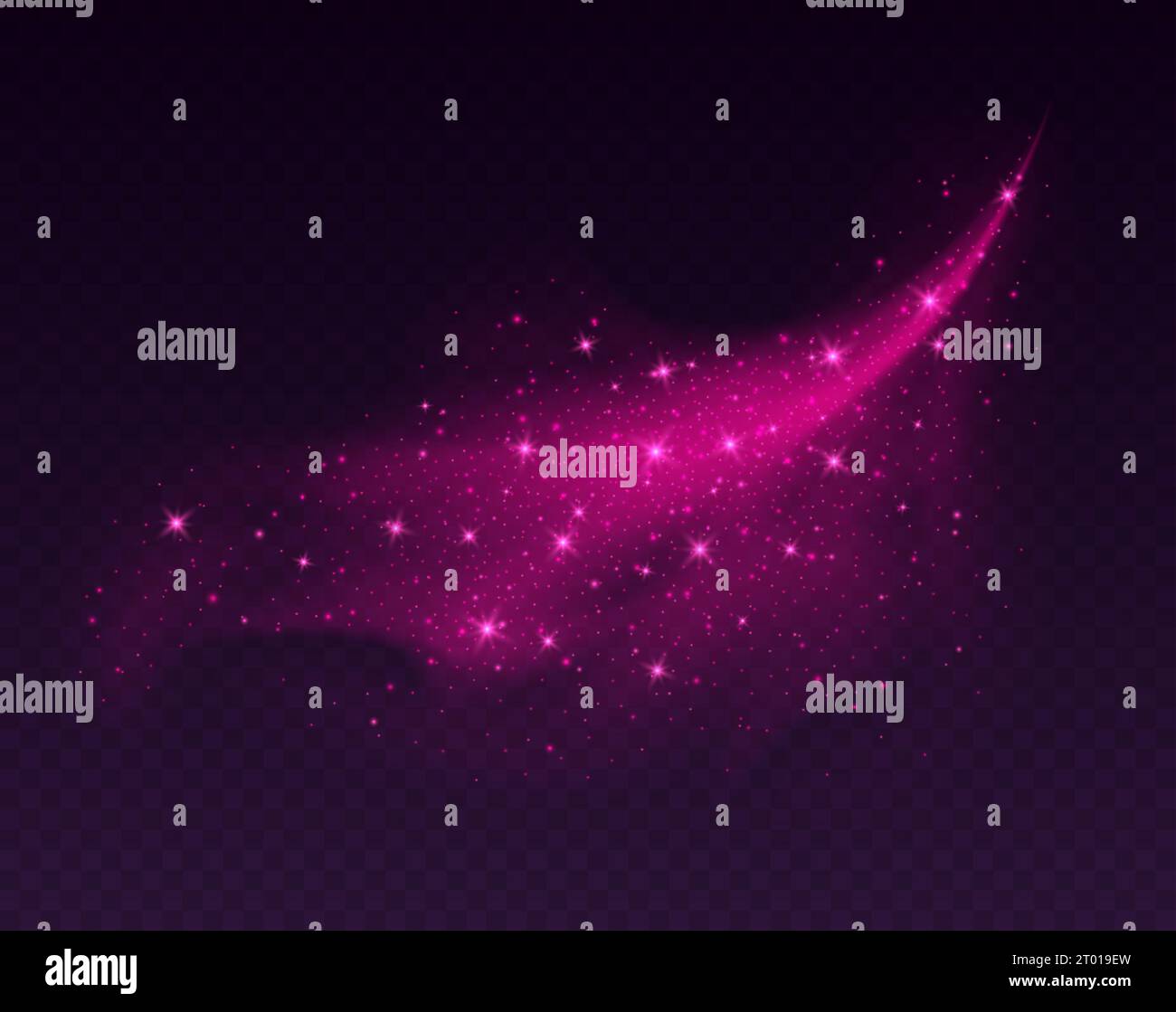 Pink dust cloud with sparkles isolated on dark background. Stardust ...