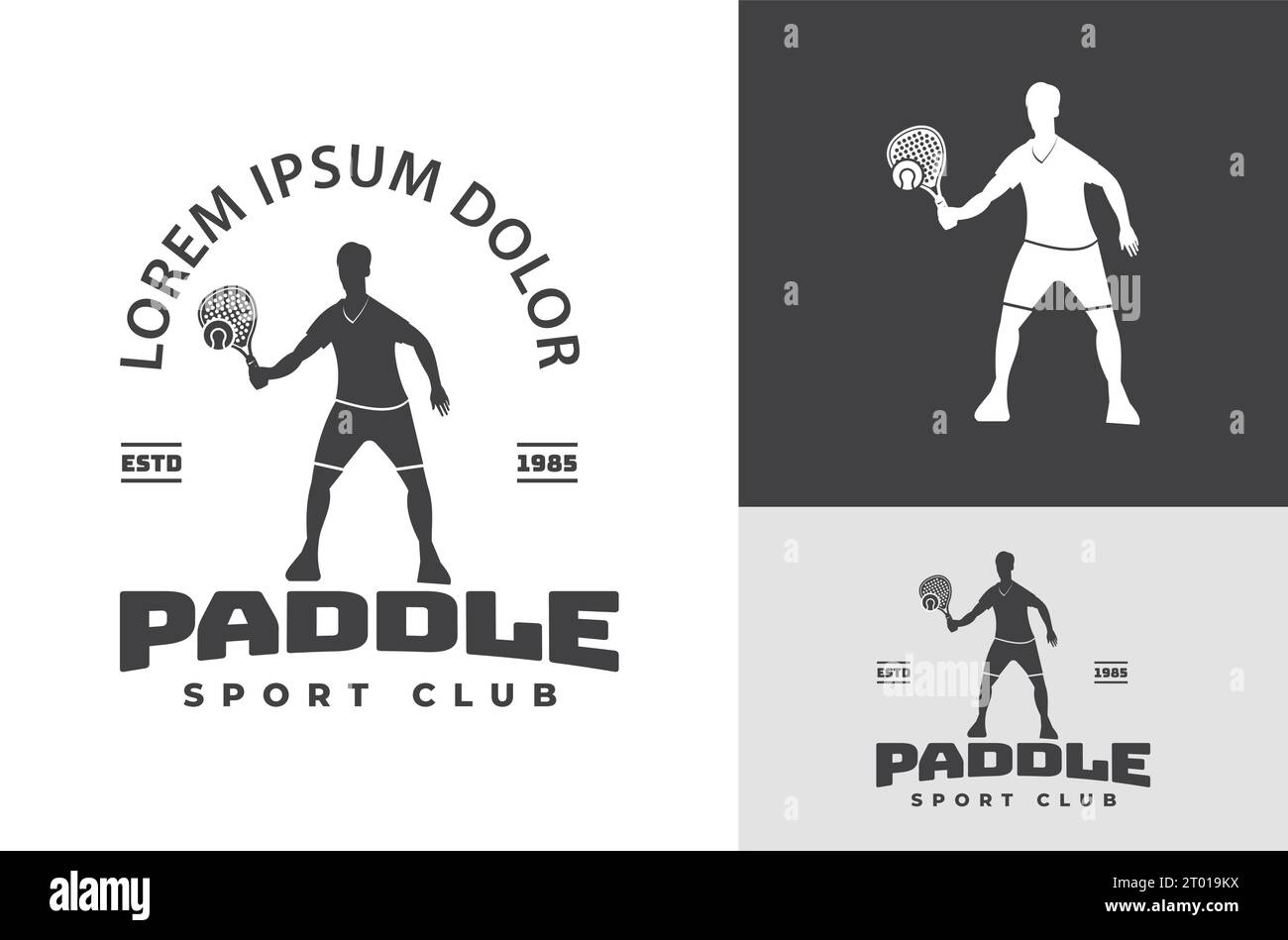 Paddle Tennis Club Badge Emblem Vintage Retro Vector Illustration with ...