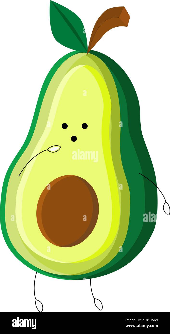 Avocado cartoon, vector design of cartoon avocado with a thinking ...