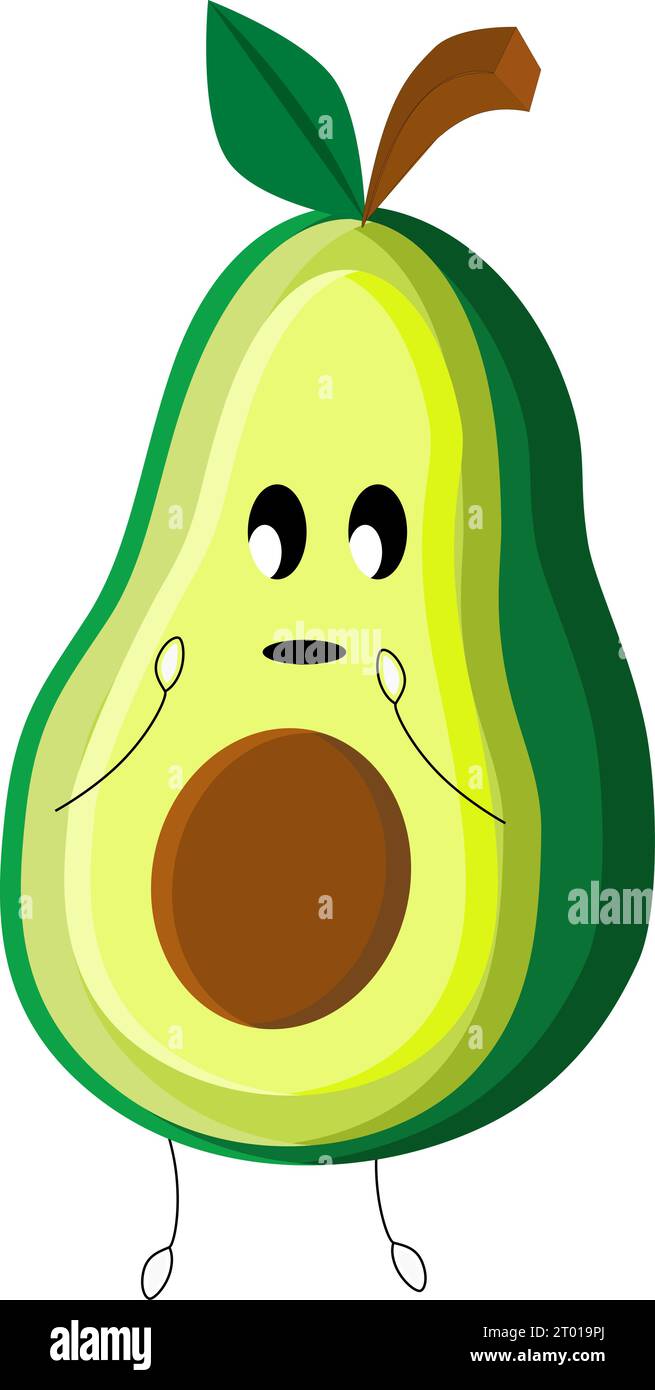 Avocado cartoon, vector design of cartoon avocado with a happy facial ...