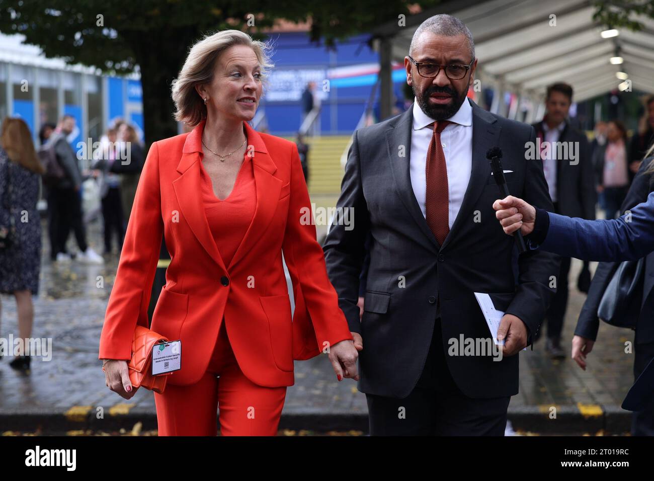 Manchester, UK. October 3, 2023. James Cleverly and his wife Susie are ...